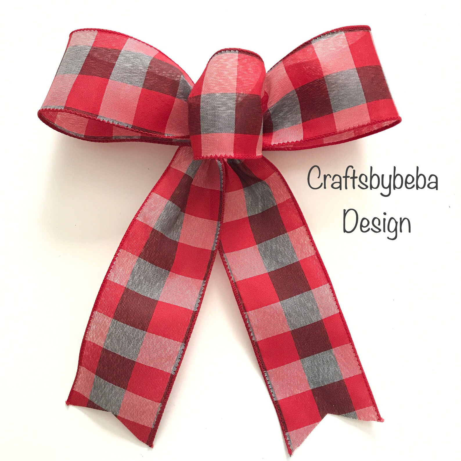 Red Plaid / Christmas Tree Bows / Xmas Red Decorative Bows / - Etsy