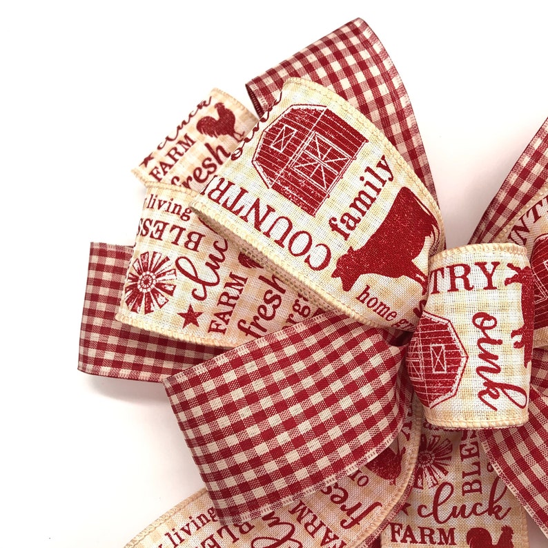 Country Living Decorative Bow / Farm Fresh Decor Bow / Red - Etsy