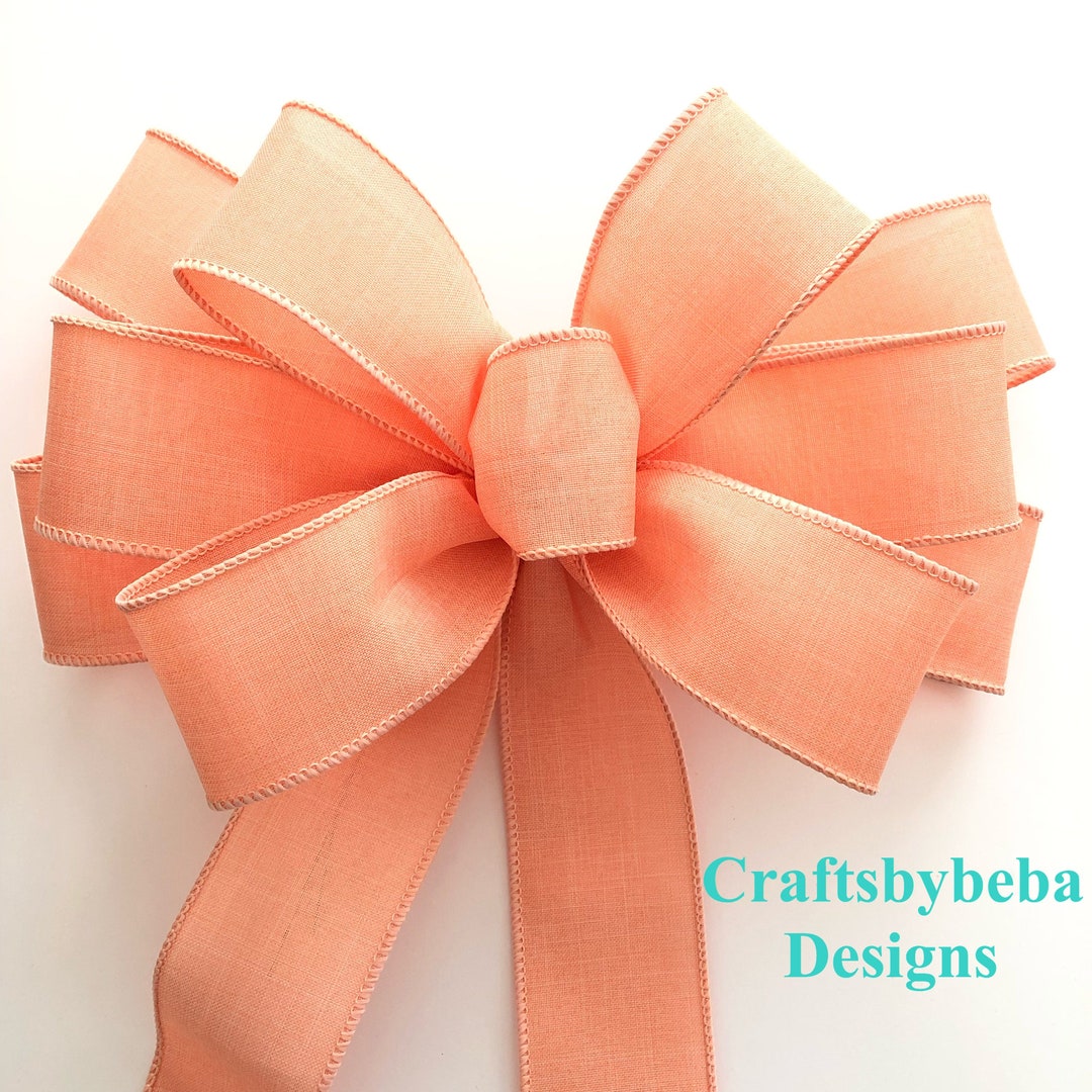 Peach Color Wreath Bow / Coral Color Wreath Bow / Wreath Bow / Peach ...