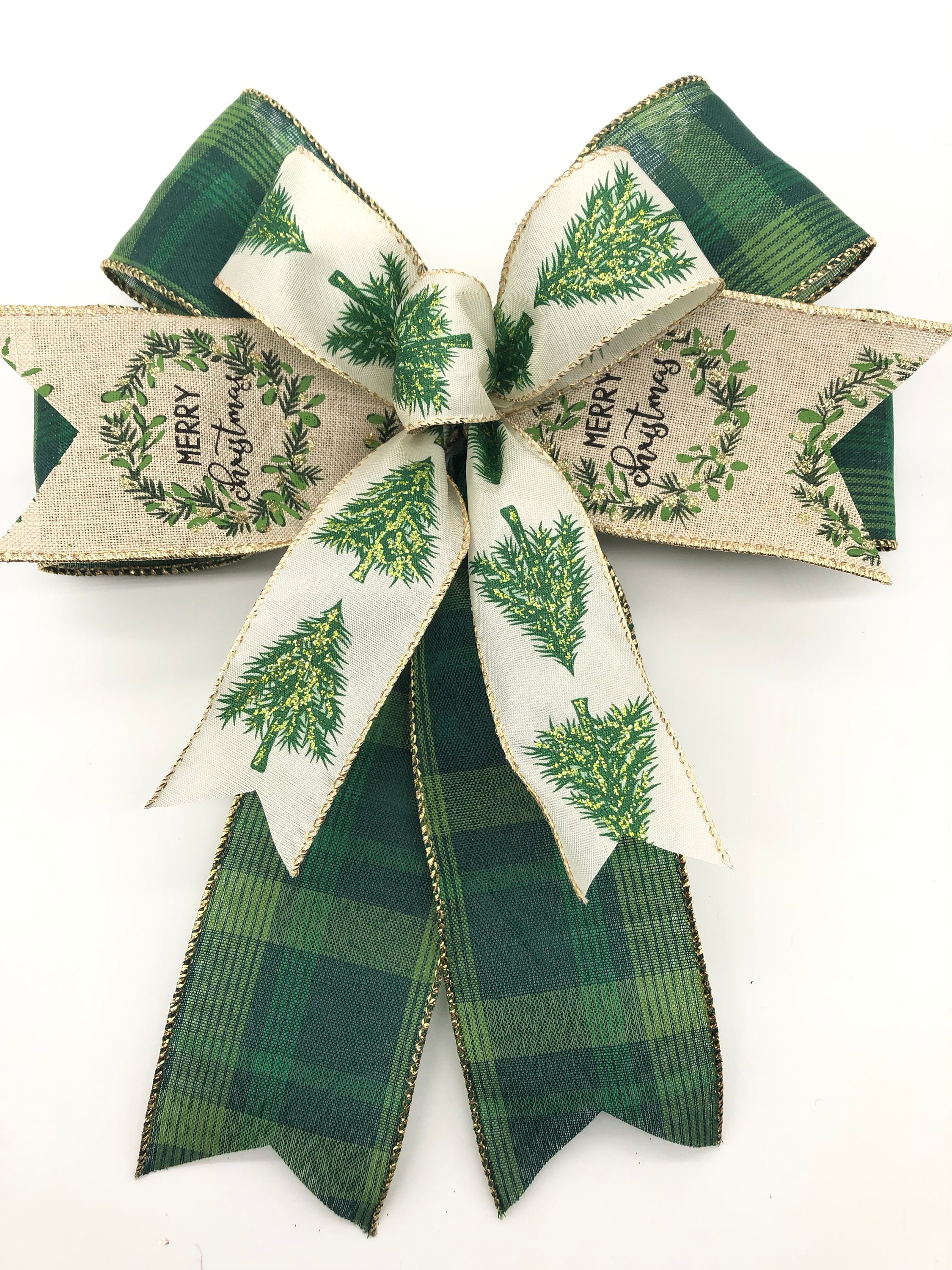 Christmas Decorative Bows / Set of 6 Bows / Xmas Tree Bows / | Etsy