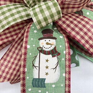 Snowman Christmas Decorative Bow / Vintage Snowman Christmas Bow ...