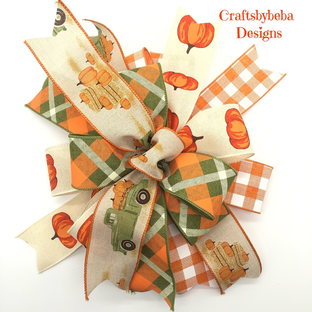 Harvest Decorative Bow / Fall Decor Bow / Autumn Bow / Green Truck ...