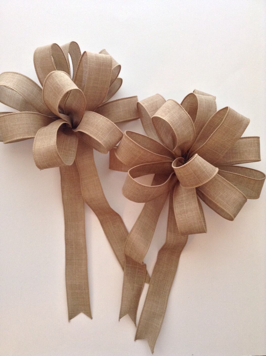 Burlap Round Fluffy Bows / Burlap Decorative Bows / Natural Color Bow ...