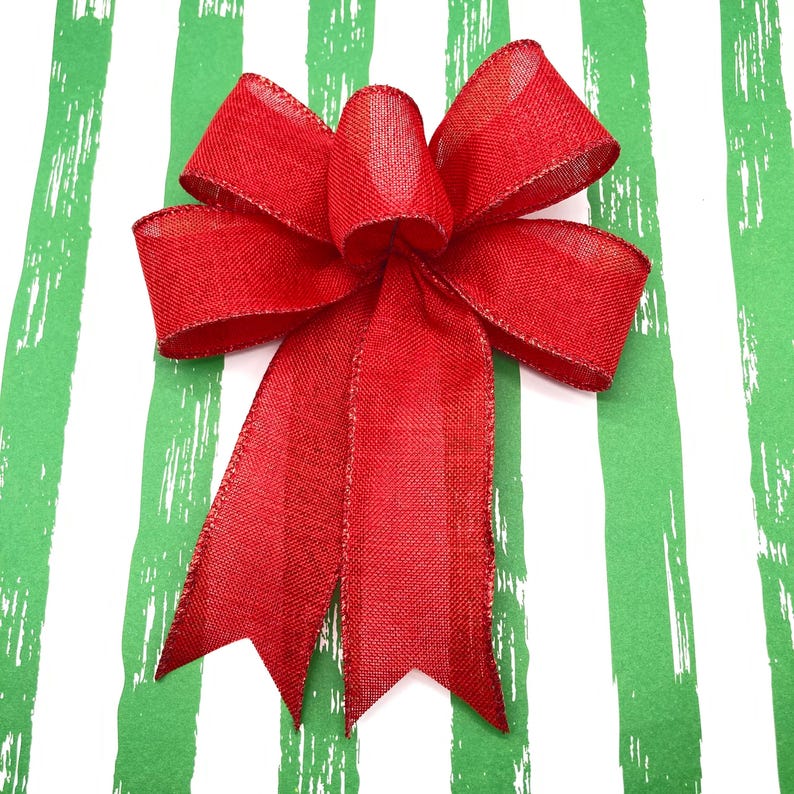 Red Christmas Tree Bows: Handmade Wired Ribbon Decor (set of 8) - Etsy