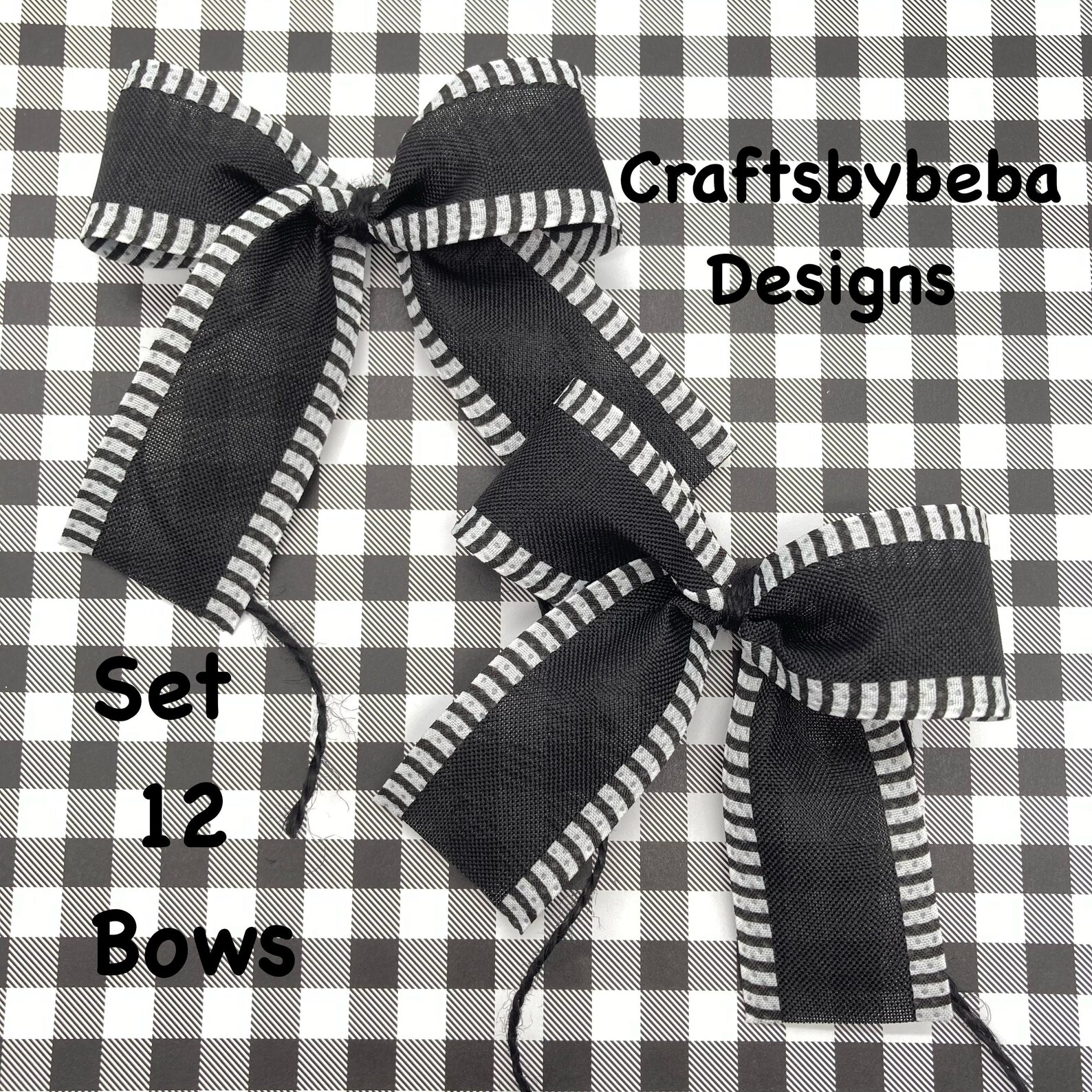 Black and White Decorative Bows / Set 12 Bows / Small Black - Etsy