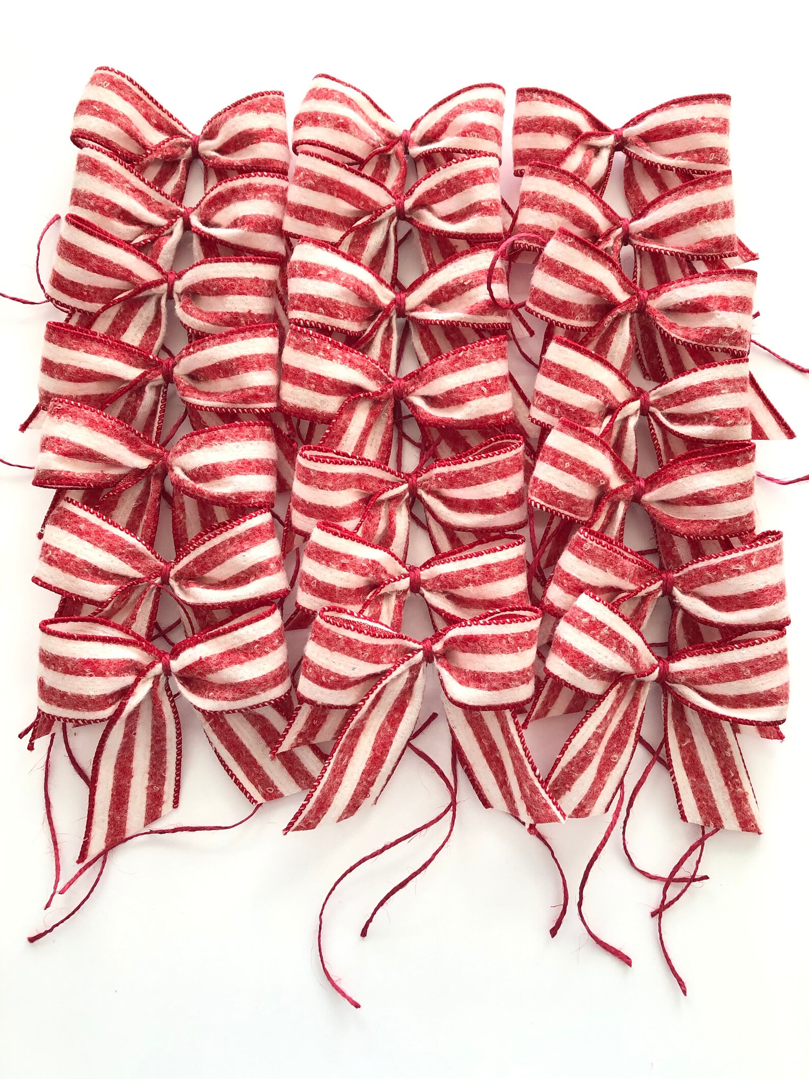 Christmas Stripes Decorative Bows / Set of 21 Bows / Small - Etsy