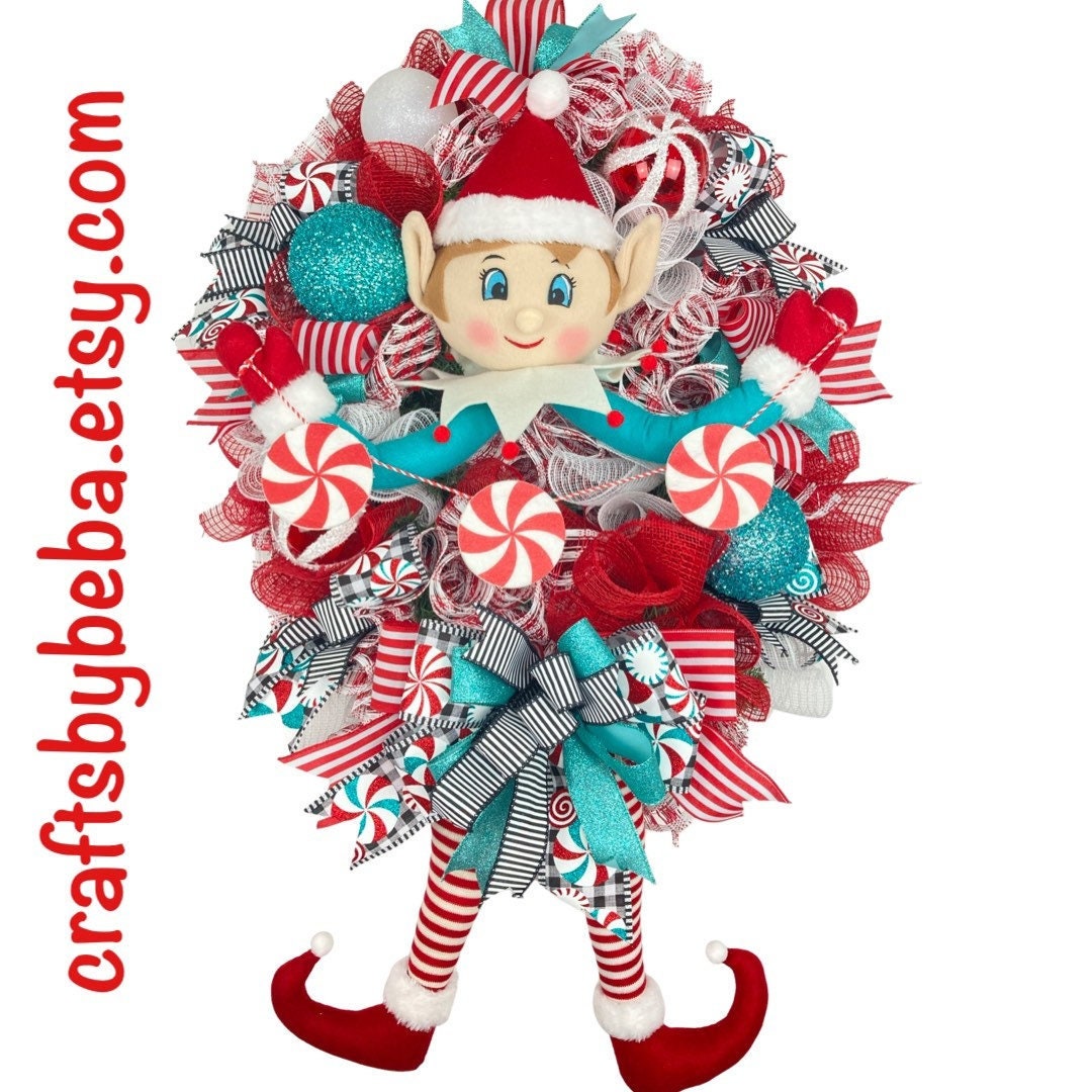 Elf Christmas Wreath / Christmas Elf Wreath / Whimsical - Etsy