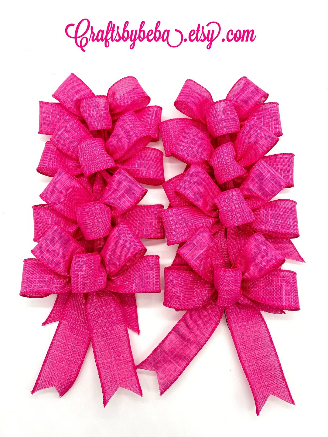 Fuchsia Decorative Bows / Set 8 Bows / Spring Decor Bows / Summer Pink ...