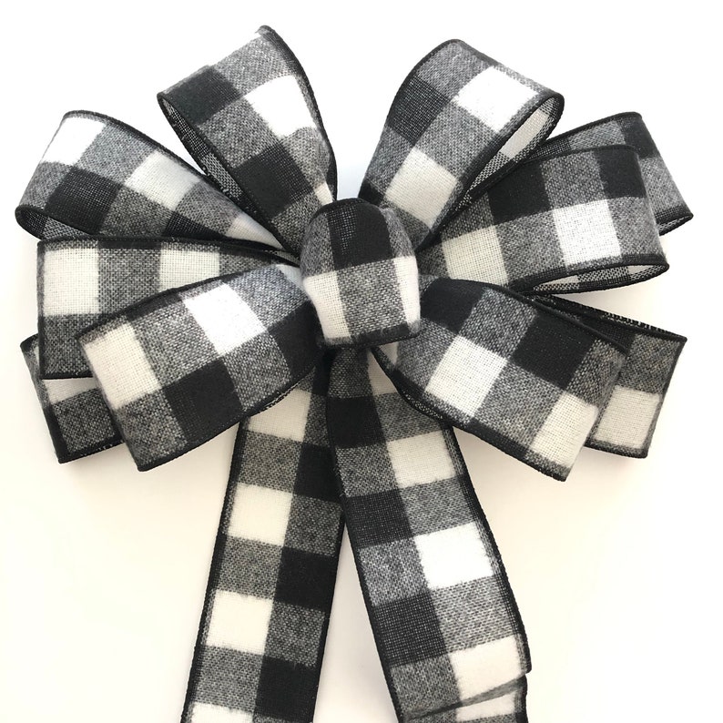 Buffalo Black and White Decorative Bow / Plaid Decor Bow / - Etsy