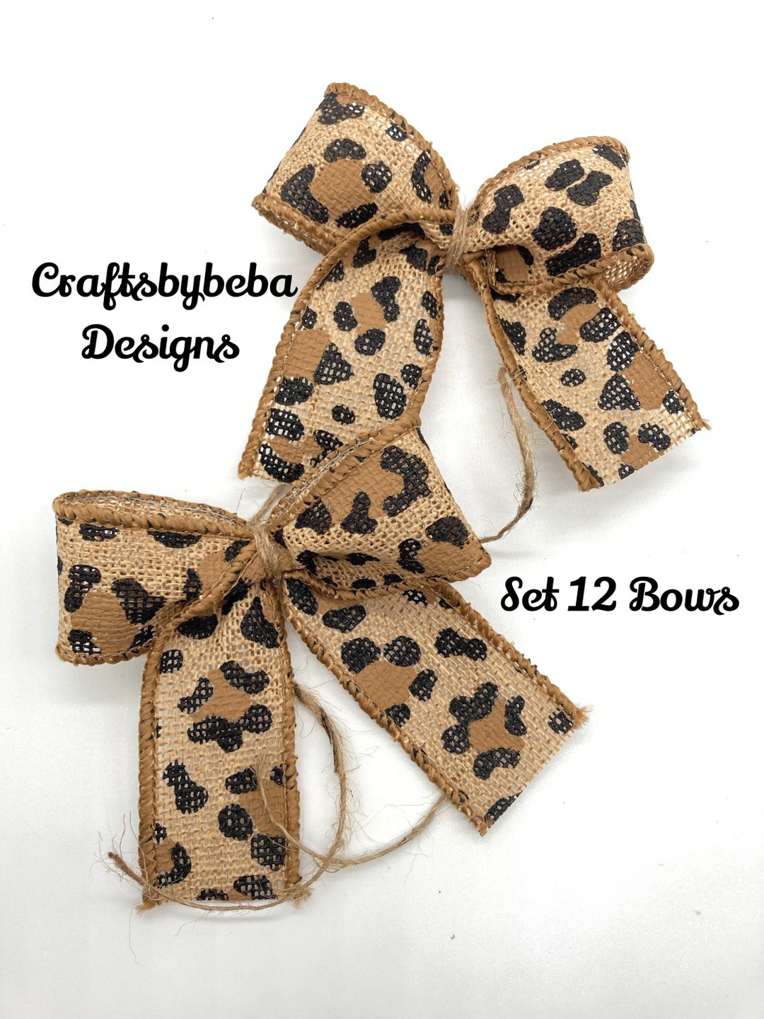 Cheetah Christmas Bows / Set 12 Bows / Animal Print Rustic Bows ...