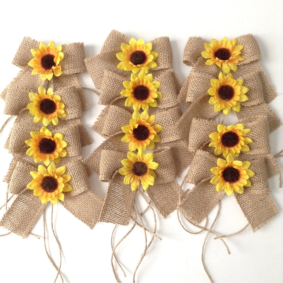 Sunflowers Burlap Mason Jars Bows / Small Burlap Bows Decor W - Etsy