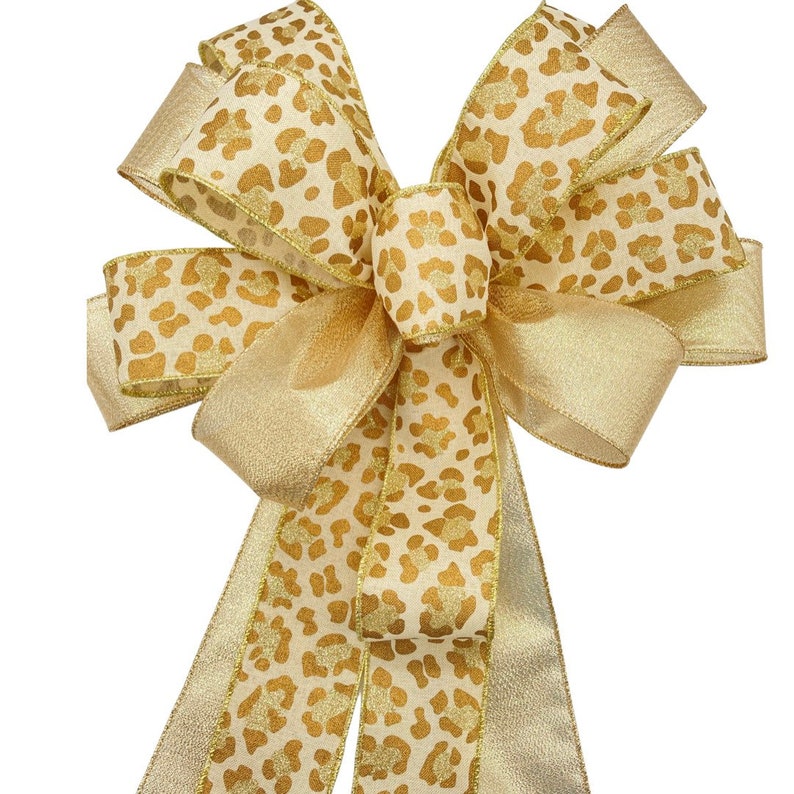 Cheetah Wreath Bow / Gold Cheetah Print Decor Bow / Animal - Etsy
