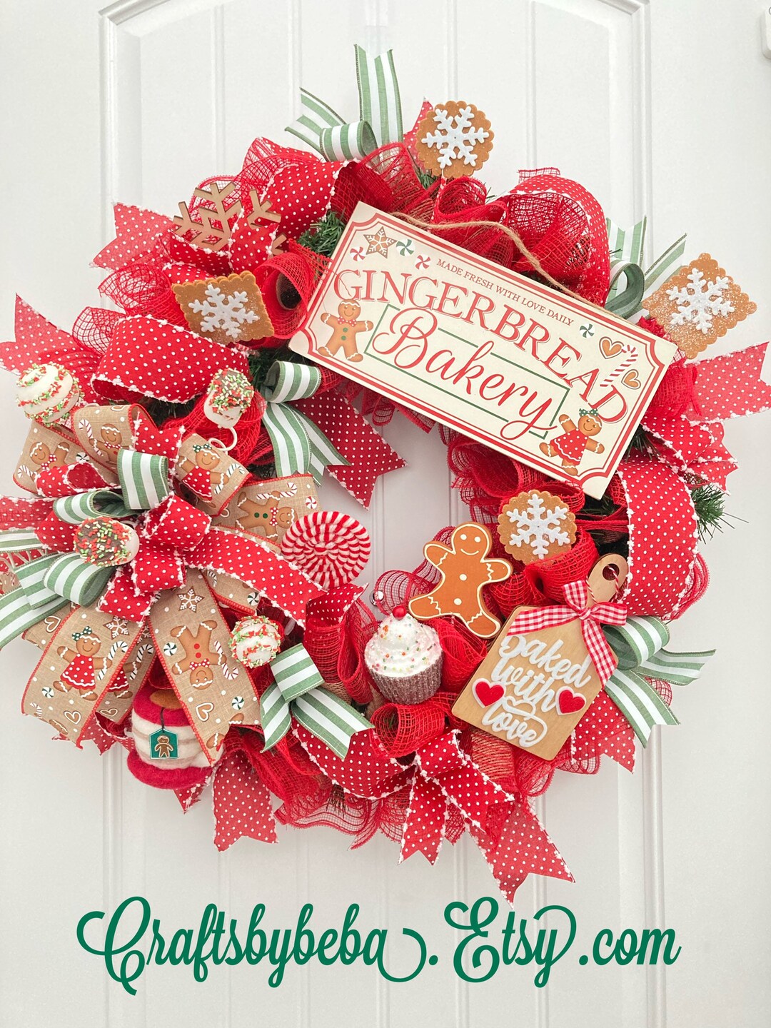 Gingerbread Christmas Wreath Christmas Gingerbread Door Hanger ...