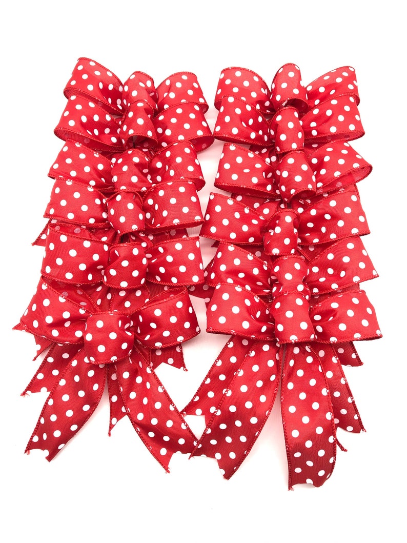 Red Polka Dots Decorative Bows / Set 12 Bows / Red and White - Etsy