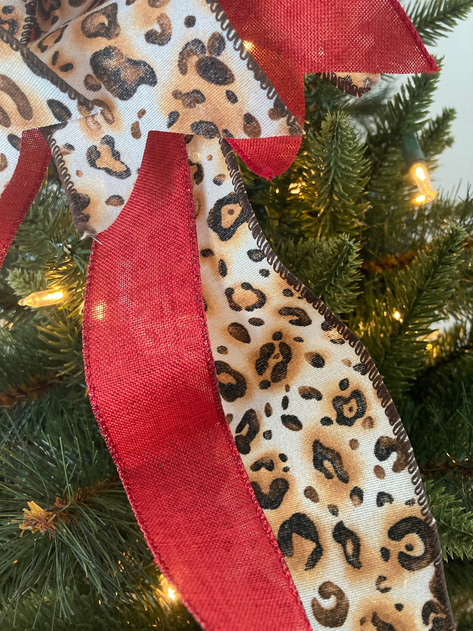 Cheetah Christmas Tree Topper / Red and Cheetah Print | Etsy