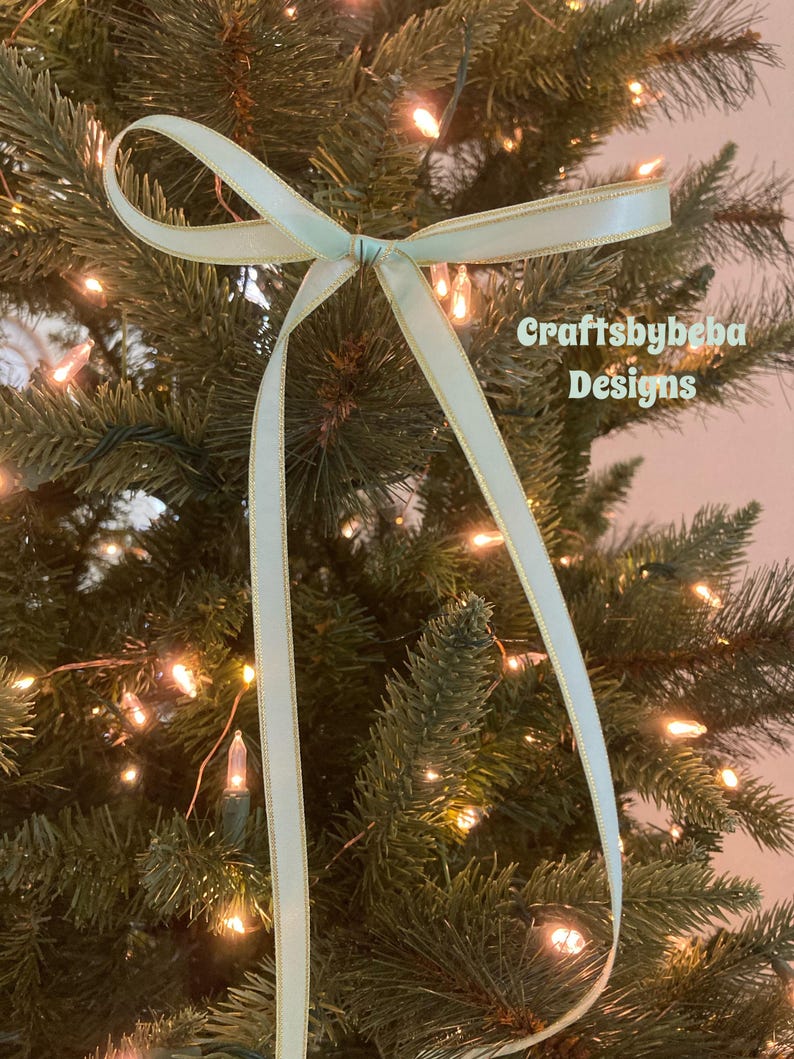 Mint Green Satin Christmas Tree Bows: Handmade Holiday Decor - Set of ...