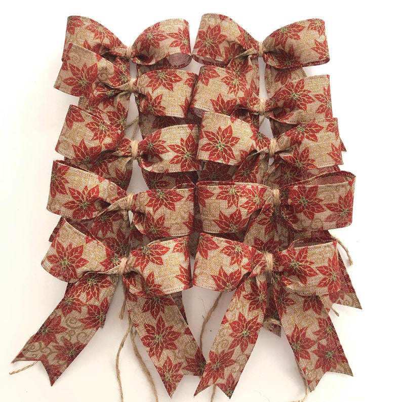 Christmas Decorative Bows / Set of 10 Bows / Poinsettia - Etsy