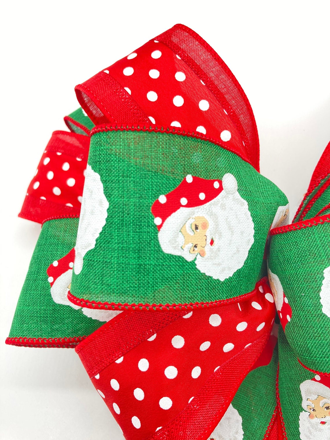 Santa Claus Wreath Bow / Red and Green Christmas Bow / Santa - Etsy