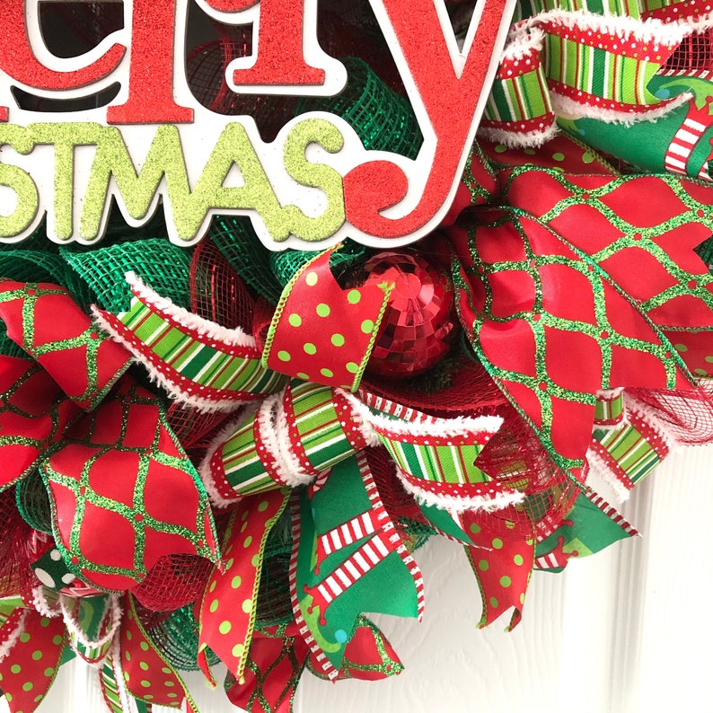 Elf Wreath / Christmas Elf Wreath / Elf Theme Door Decoration | Etsy