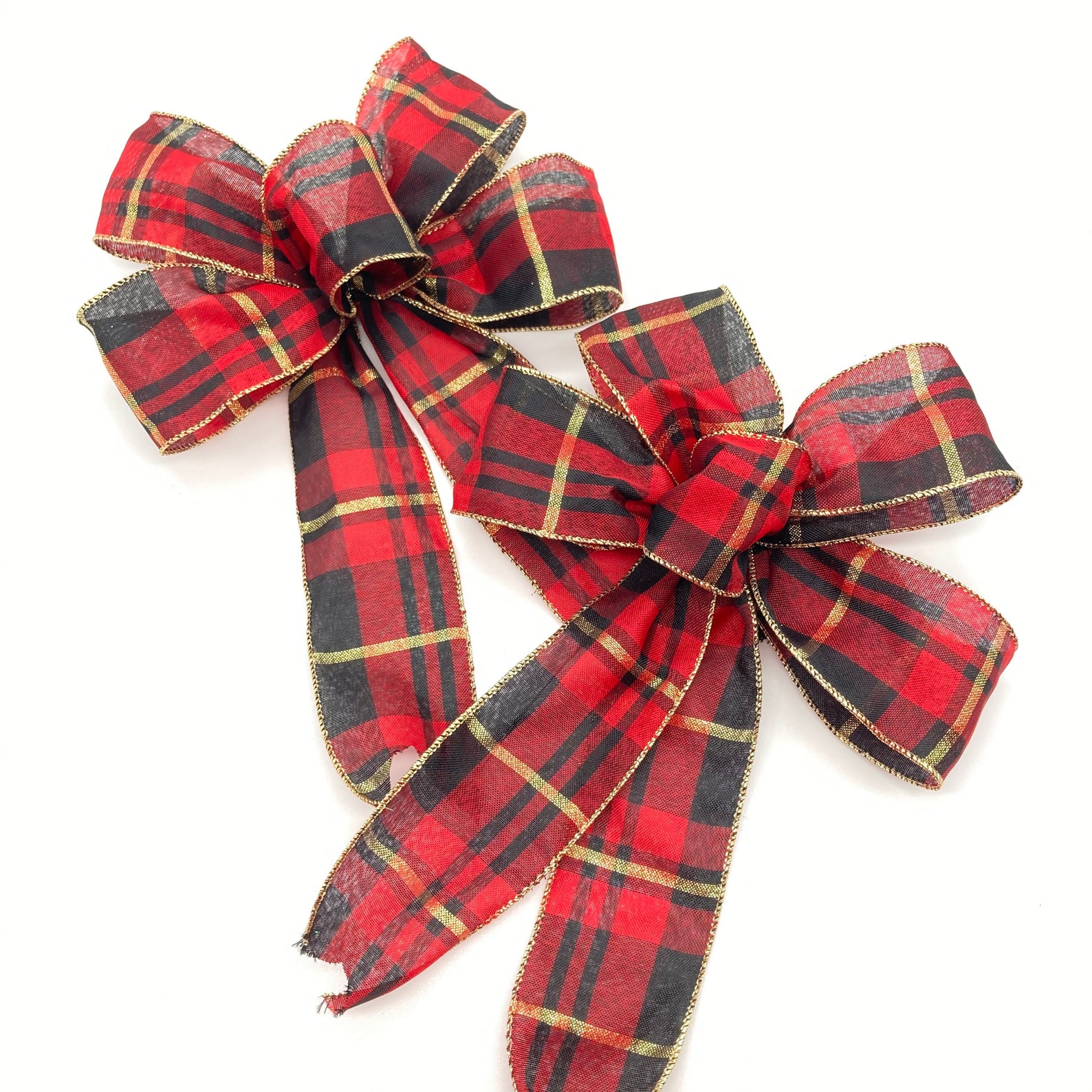 Christmas Tree Bows / Set 6 Bows / Christmas Plaid Decorative - Etsy
