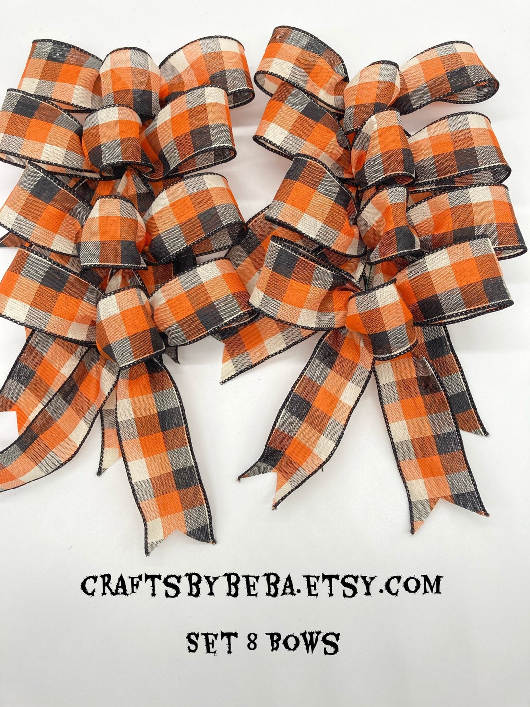 Halloween Decorative Bows / Set 8 Bows / Halloween Plaid Bows / Black ...
