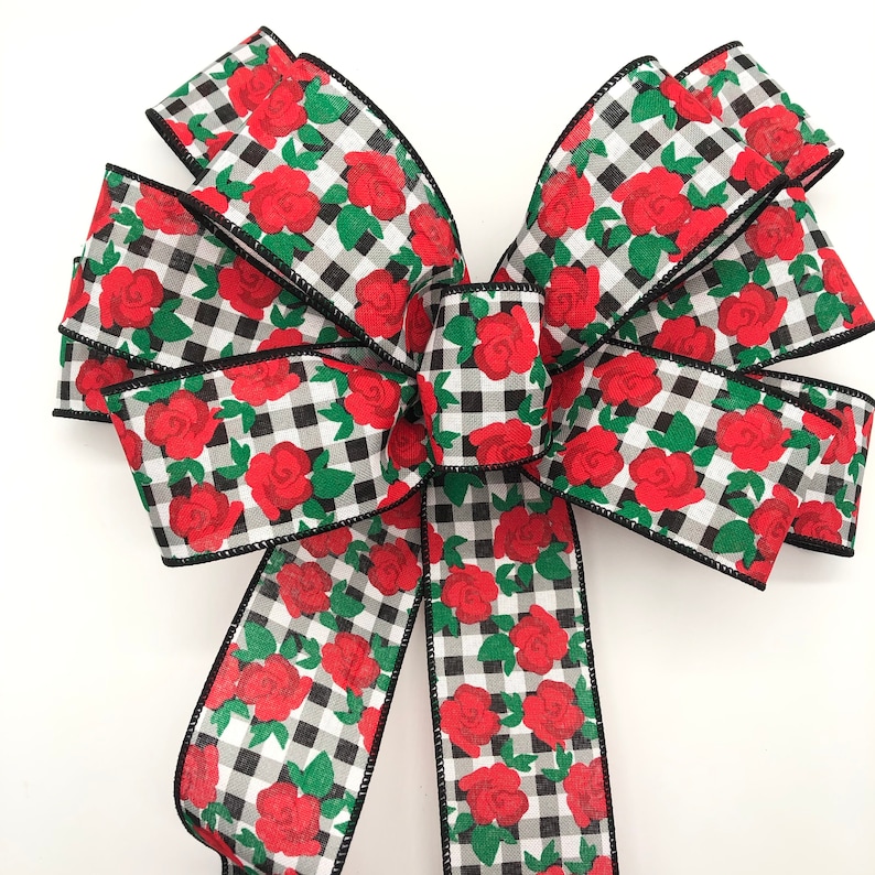 Summer Wreath Bow / Red Roses Wreath Bow / Flowers Decorative | Etsy