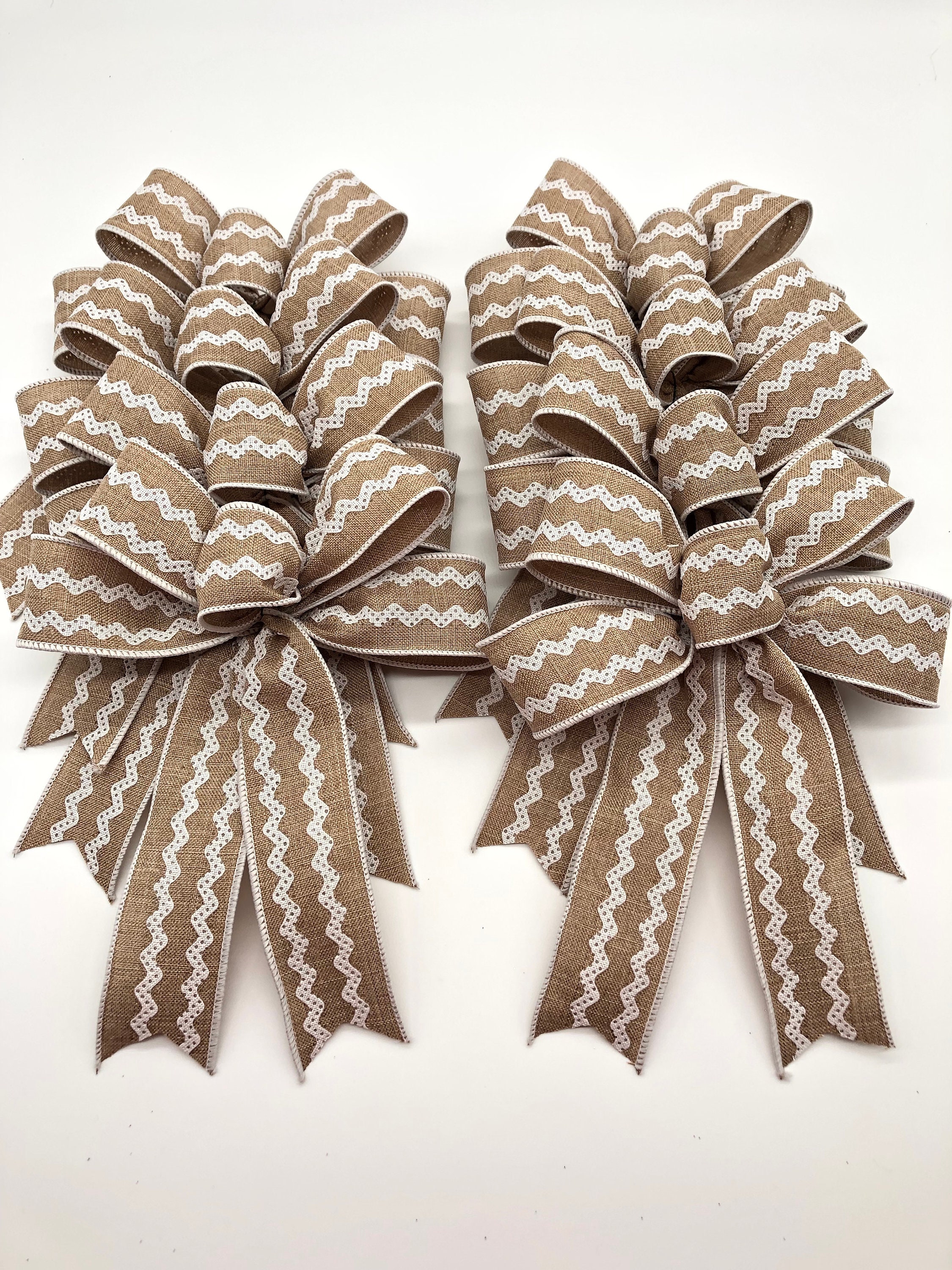 Natural Beige and White Decorative Bows / Set of 8 Bows / | Etsy