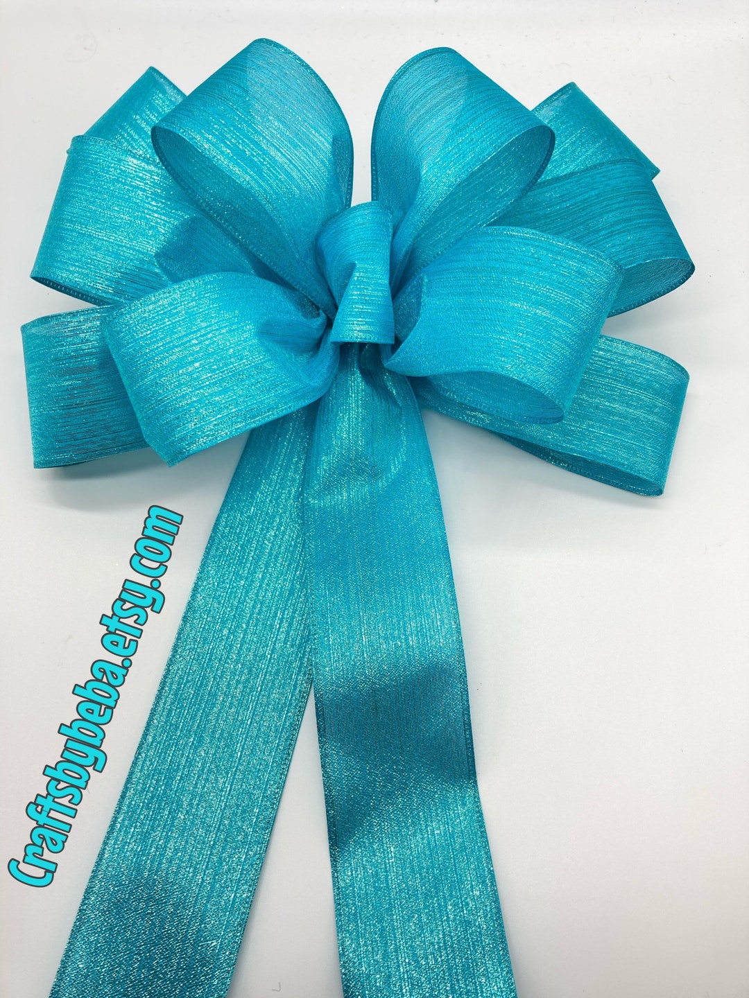 Teal Christmas Wreath Bow: Shimmery Turquoise Tree Topper - Etsy
