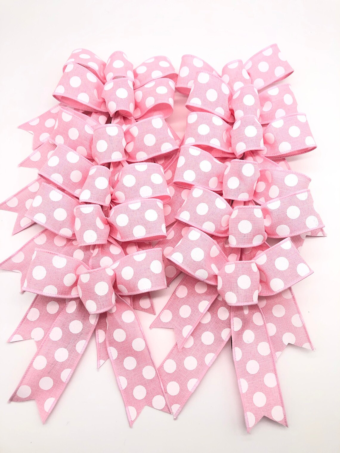 Pink and White Decorative Bows / Pink Polka Dots Bows / Set 12 | Etsy