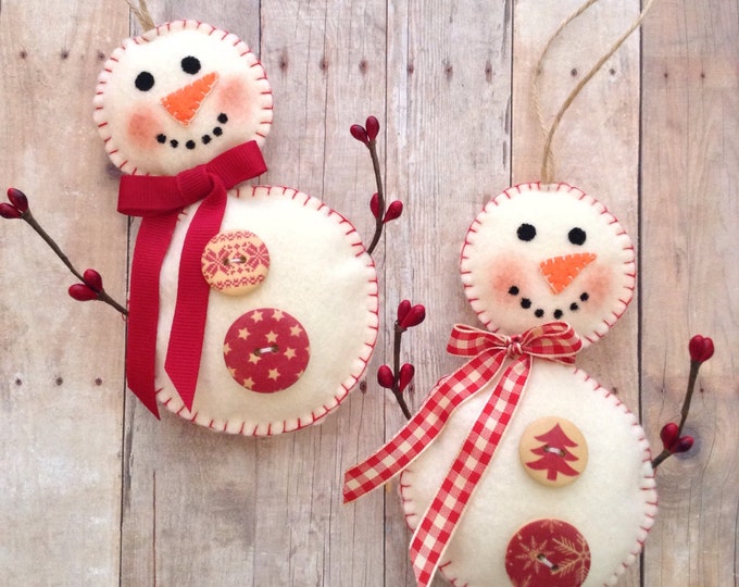 Snowman Ornaments / Christmas Snowman Felt Ornaments / Xmas - Etsy