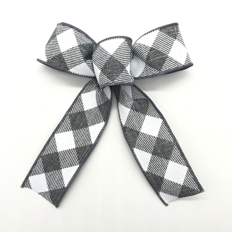Gray Check Decorative Bows / Set 12 Bows / Gray and White - Etsy