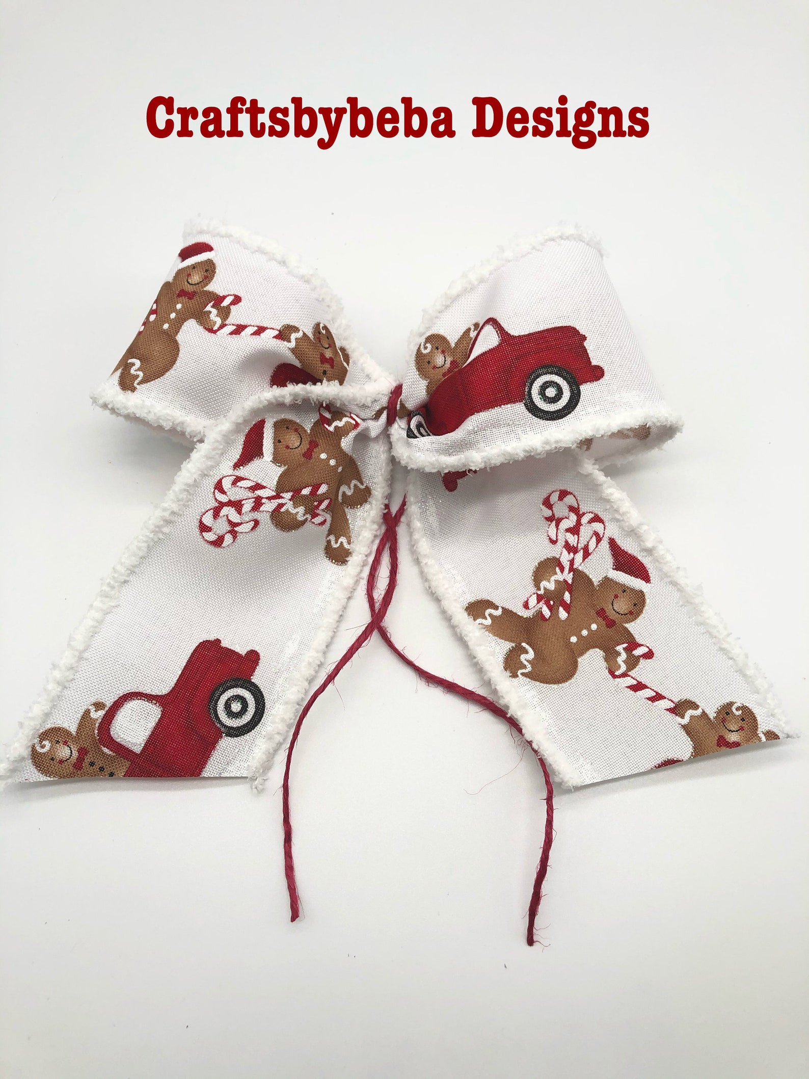 Gingerbread Decorative Bows / Set 6 Bows / White and Red - Etsy