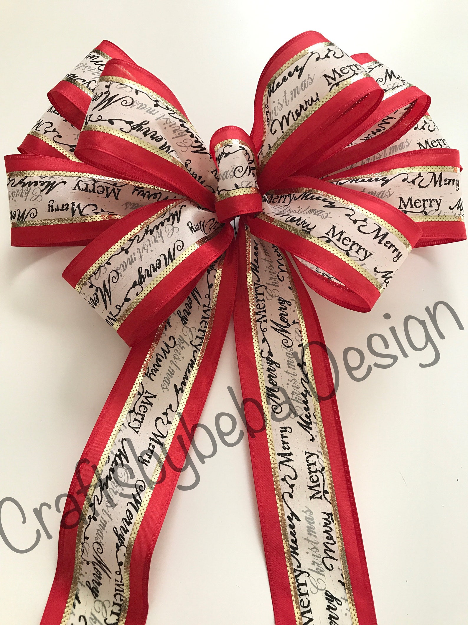 Christmas Wreath Bow Xmas Decorative Bow Wreath Bow Red Etsy