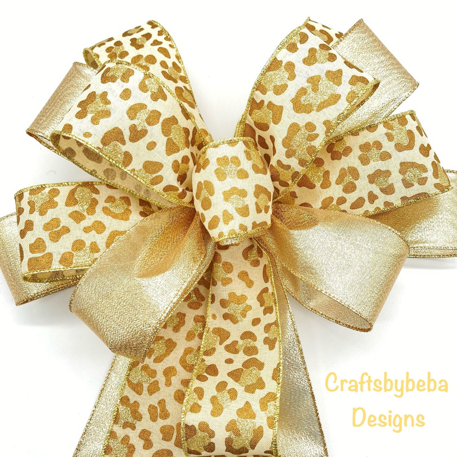 Cheetah Wreath Bow / Gold Cheetah Print Decor Bow / Animal - Etsy