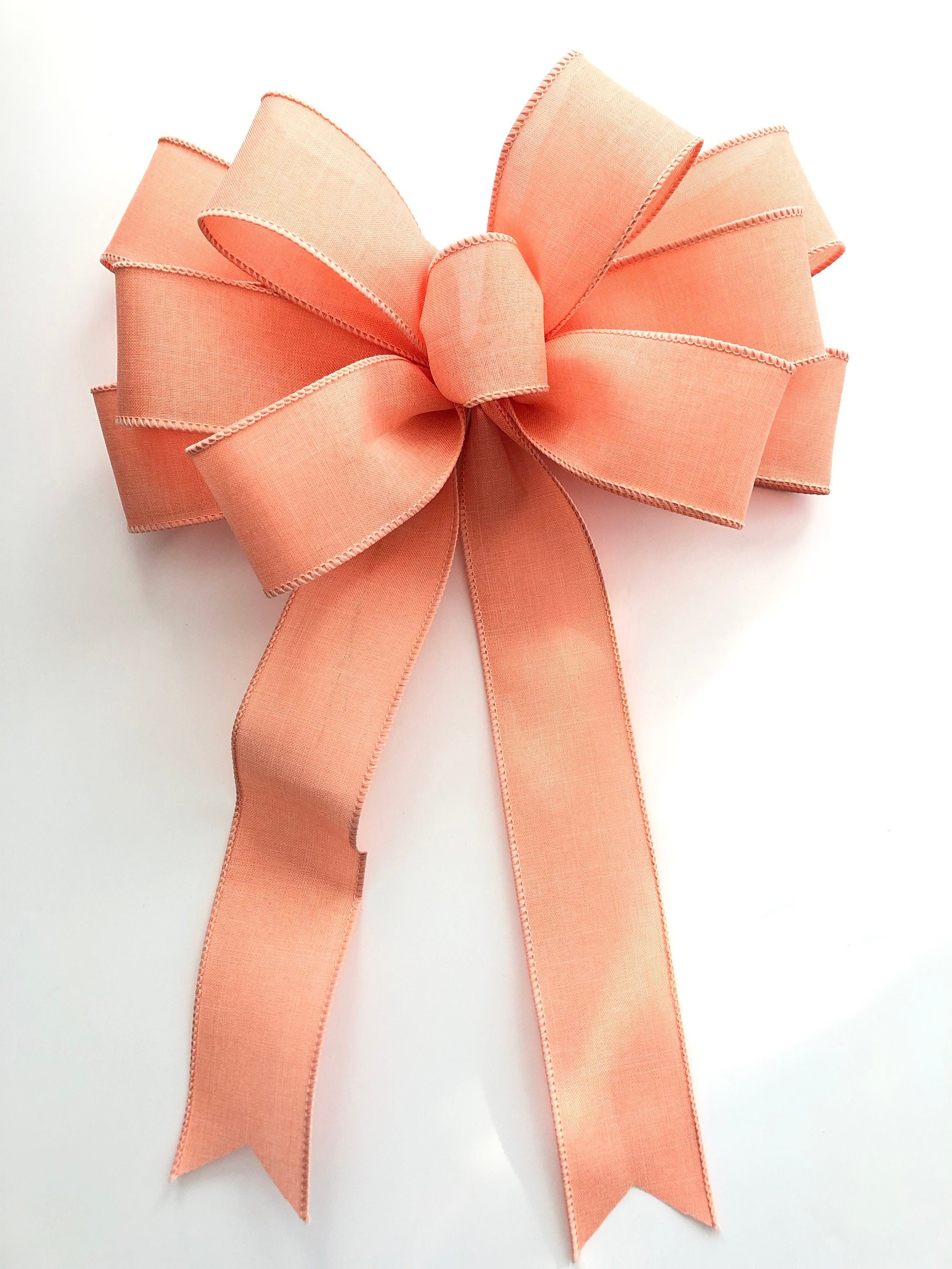 Peach Color Wreath Bow / Coral Color Wreath Bow / Wreath Bow / | Etsy