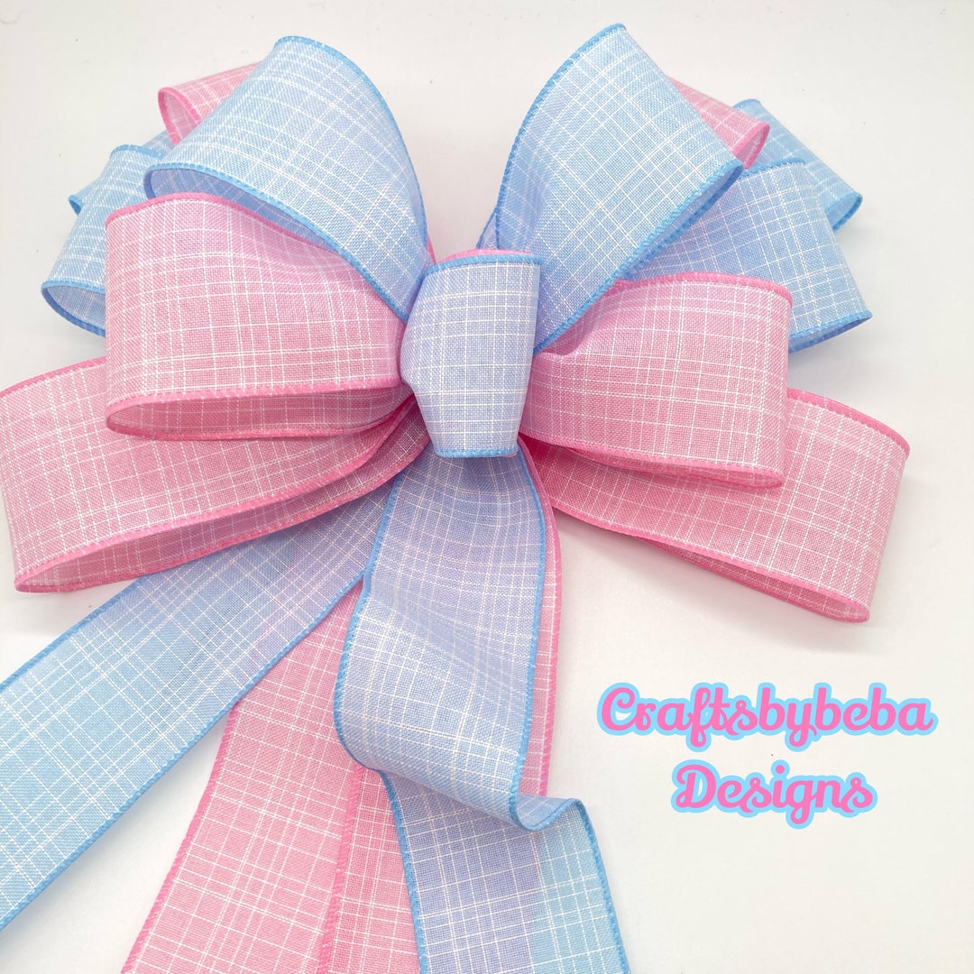 Baby Shower Decorative Bow / Pink and Blue Wreath Bow / Blue and Pink ...