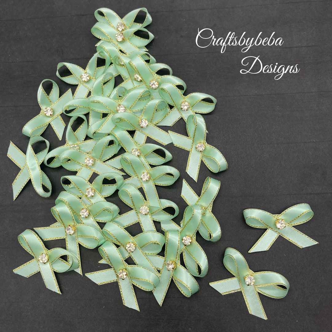 Green Party Favors Small Decorative Bows / Set 30 Bows / Mint Green ...