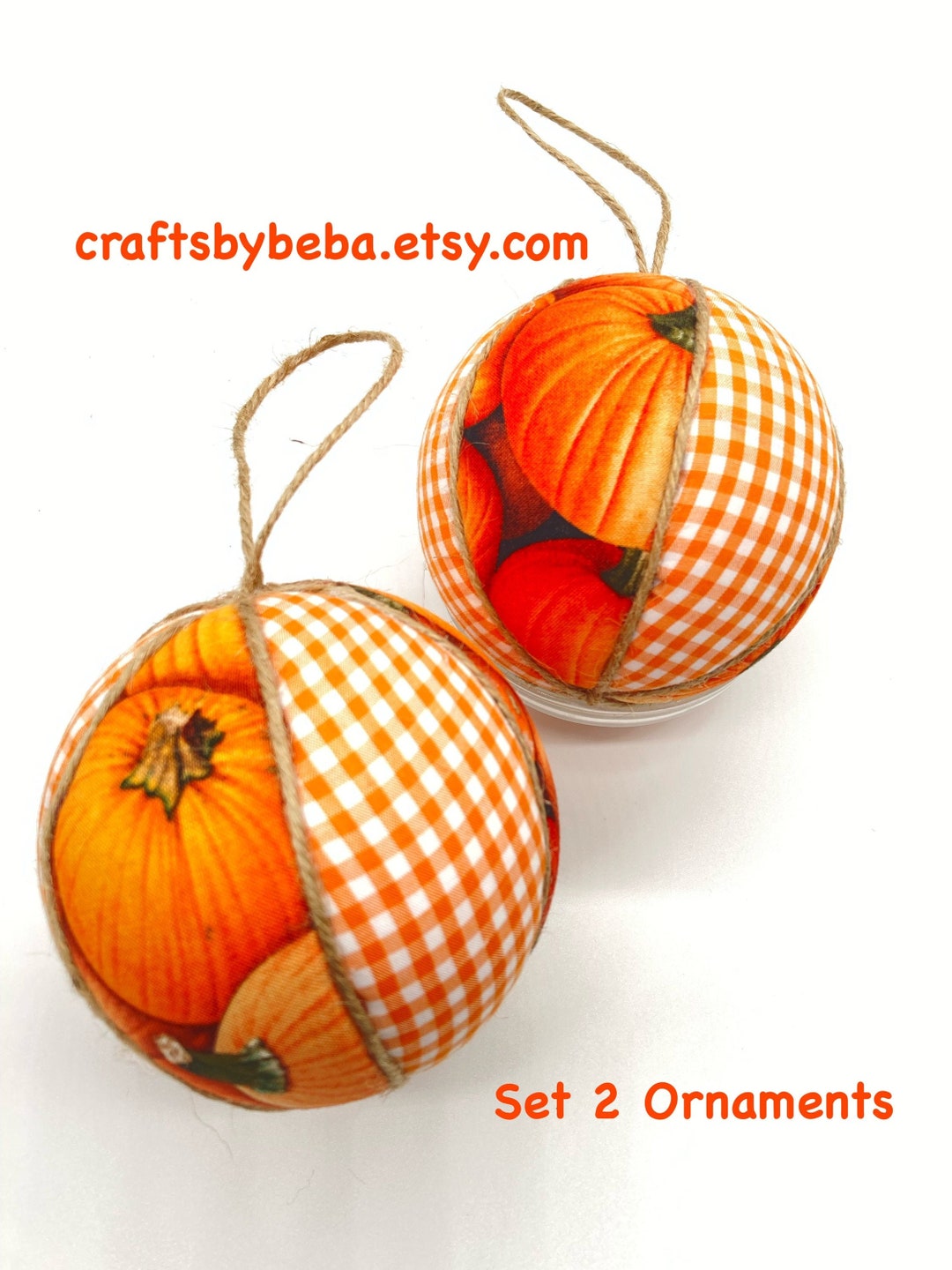 Fall Ornaments / Set 2 Ornaments / Orange Fabric Pumpkin Ornaments ...