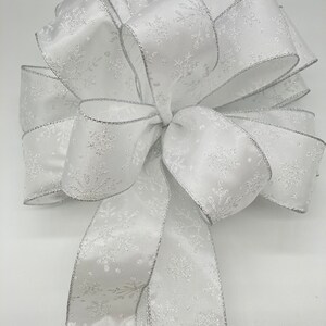White Tree Topper / Christmas White Decorative Bow / Snowflakes White ...