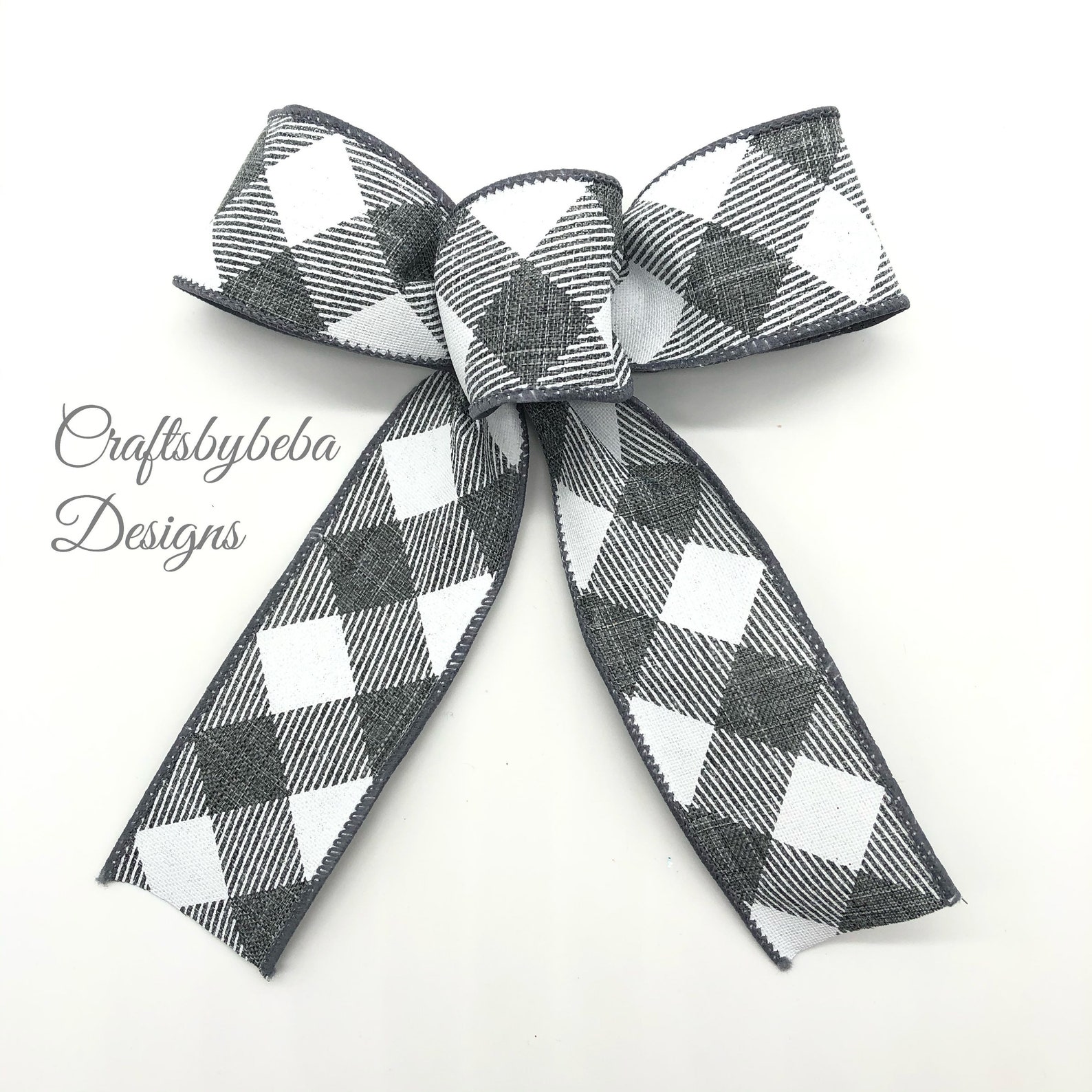 Gray Check Decorative Bows / Set 12 Bows / Gray and White - Etsy