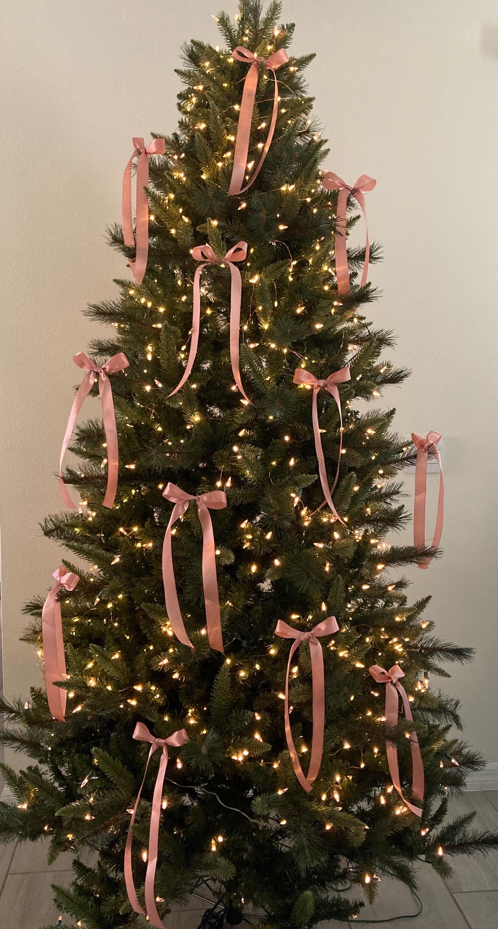 Matte Rose Satin Christmas Tree Bows : Handmade Rose Gold - Blush Pink ...