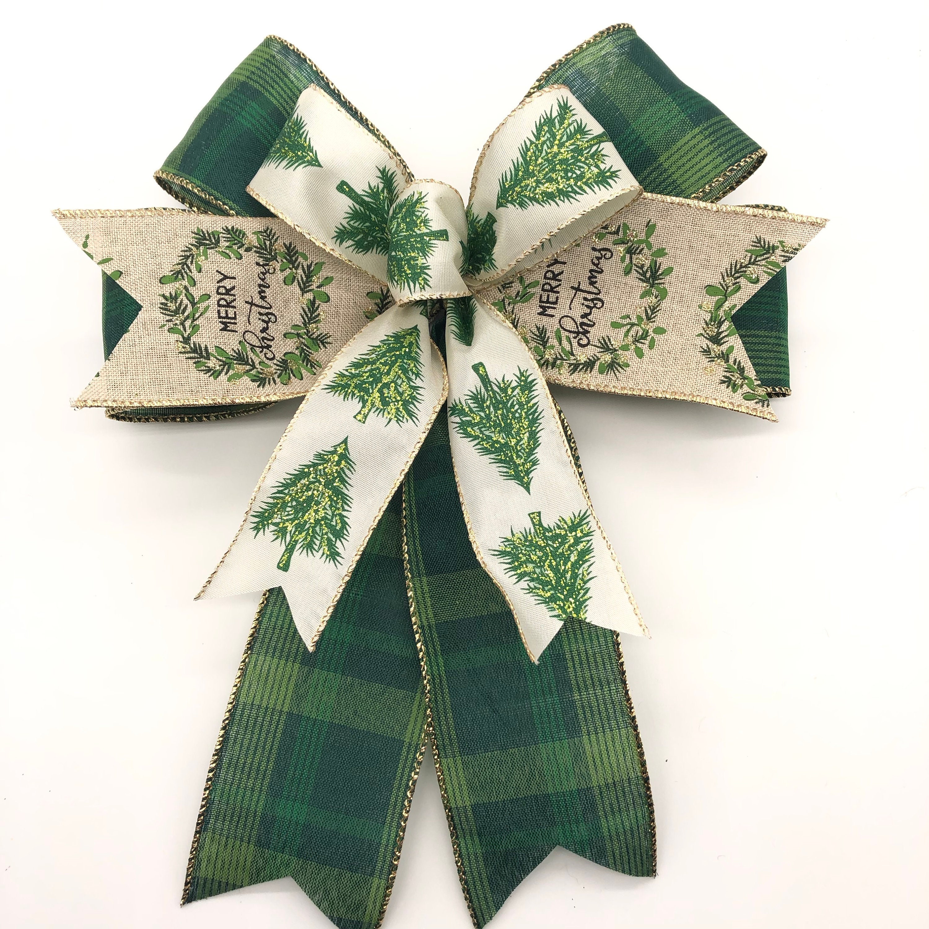 Christmas Decorative Bows / Set of 6 Bows / Xmas Tree Bows / | Etsy