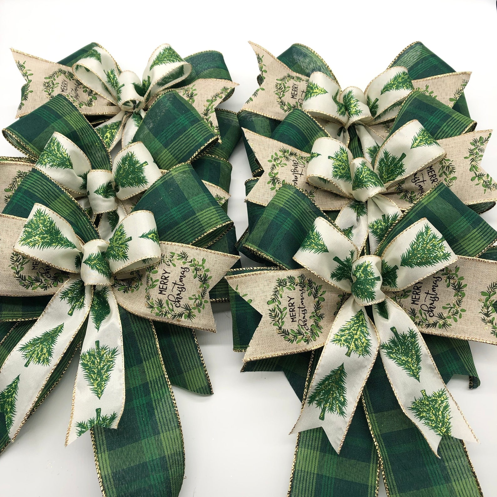 Christmas Decorative Bows / Set of 6 Bows / Xmas Tree Bows / | Etsy