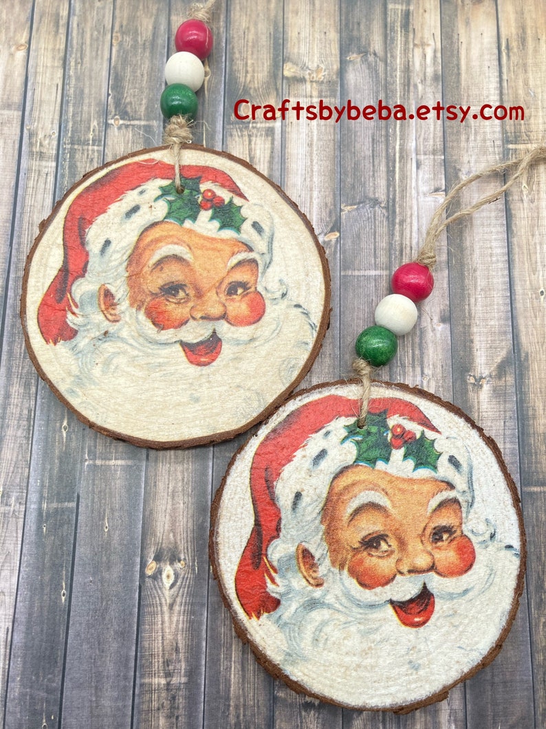 Santa Claus Wood Log Handmade Ornaments / Vintage Santa Claus - Etsy