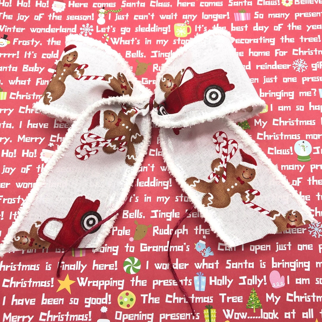 Gingerbread Decorative Bows / Set 6 Bows / White and Red Gingerbread ...