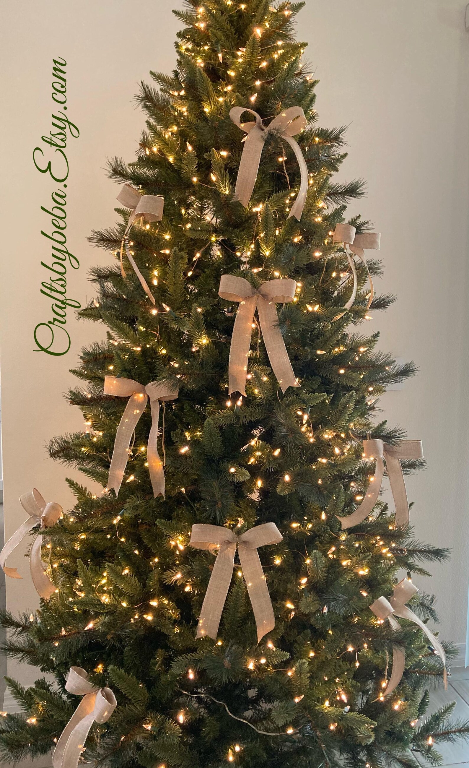 Beige Christmas Tree Bows : Handmade Set 10 Bows - Etsy