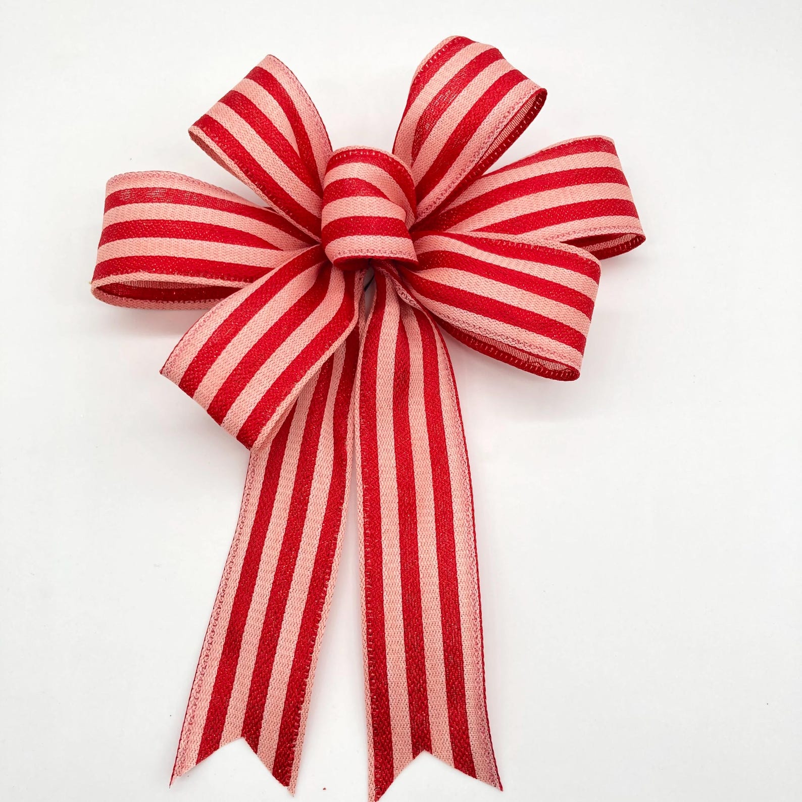Red & Pink Stripe Valentine Bows - Set of 3 - Wired Ribbon - Etsy