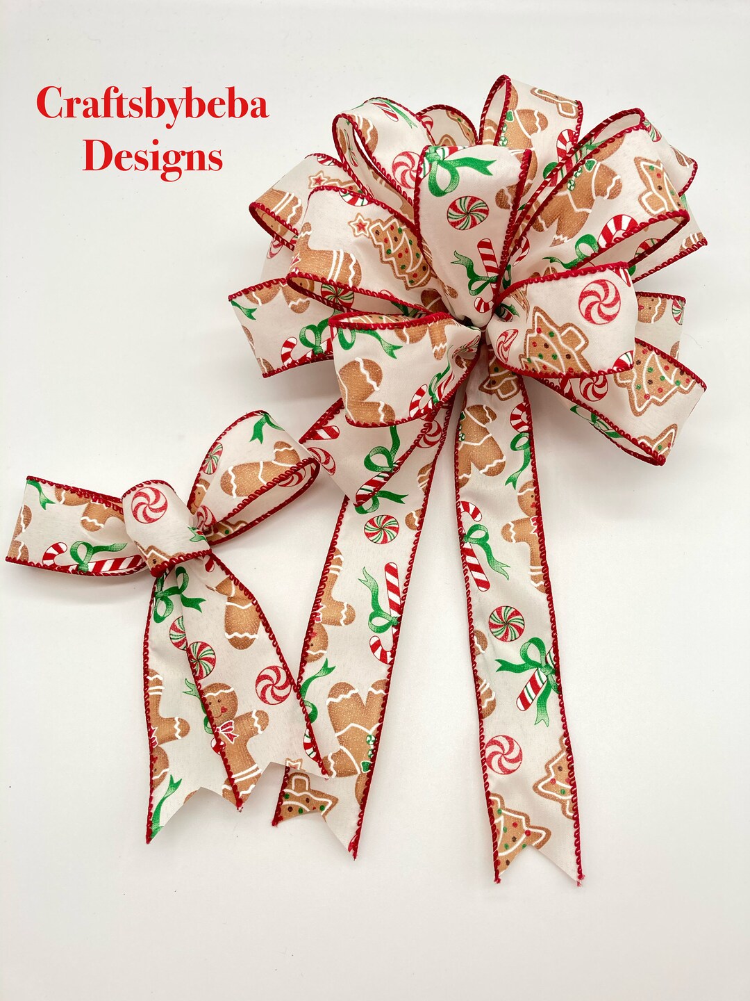 Gingerbread Christmas Bow Set: Tree Topper & Small Decorative Bows - Etsy
