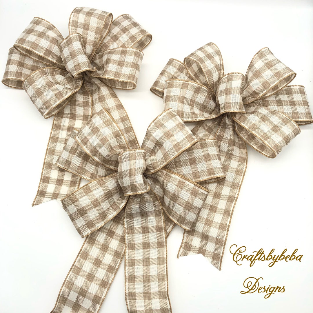 Plaid Beige and White Decorative Bows Beige Plaid Bows Beige and White ...