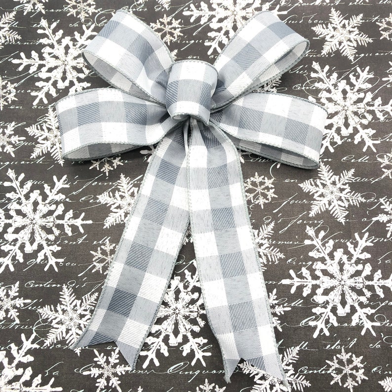 Gray Color Plaid Decorative Bows / Set 6 Bows / Gray and White - Etsy UK